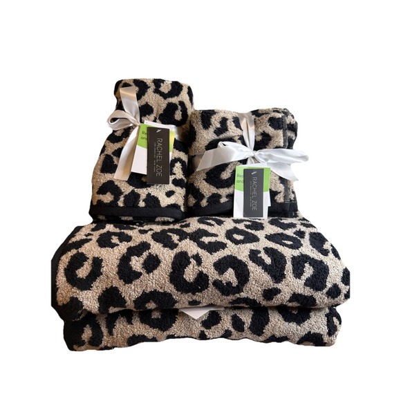 Bath | 8pc Rachel Zoe Leopard Cheetah Animal Print Bath Hand Washcloth ...
